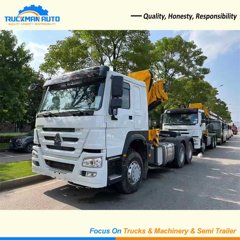 SINO TRUCK HOWO 6X4 371HP Truck Head With XCMG SQ10ZK3Q Folding Arm Crane
