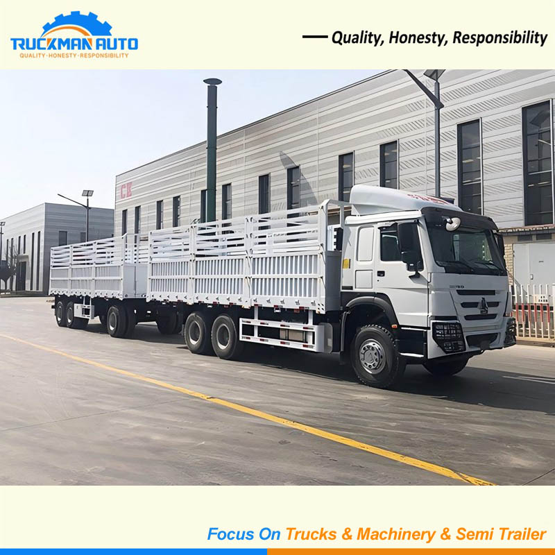 SINOTRUK HOWO 10 Wheels Cargo Truck With 3 Axle 40 Tons Full Cargo Trailer